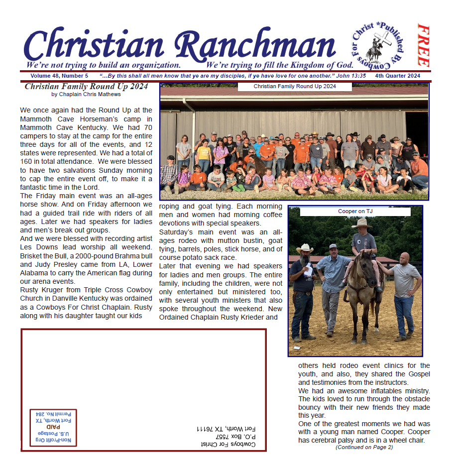 Q4 – 2024 Christian Ranchman Posted – Cowboys For Christ